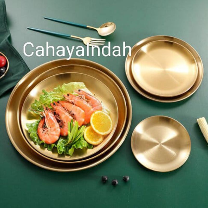 Jual Piring Gold Korea Stainless Tebal High Quality 26&23 cm/Piring ...