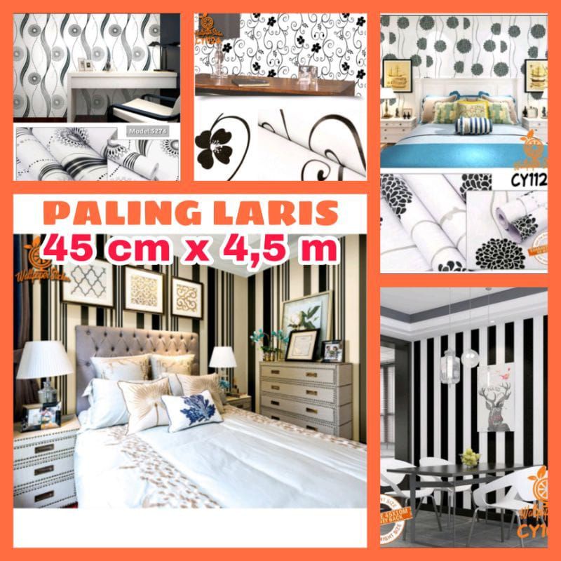 Jual Wallpaper Dinding Kamar Wallpaper Dinding Ruang Tamu Wallstiker Motif Wallstiker Garis ...