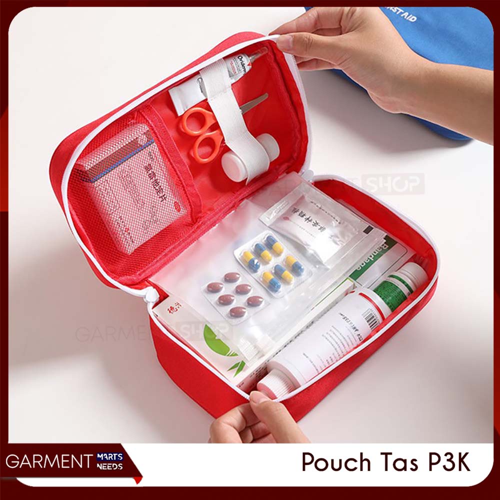 Jual Tas P3K Pouch Dompet First Aid Kit Merah Kotak Obat Organizer ...