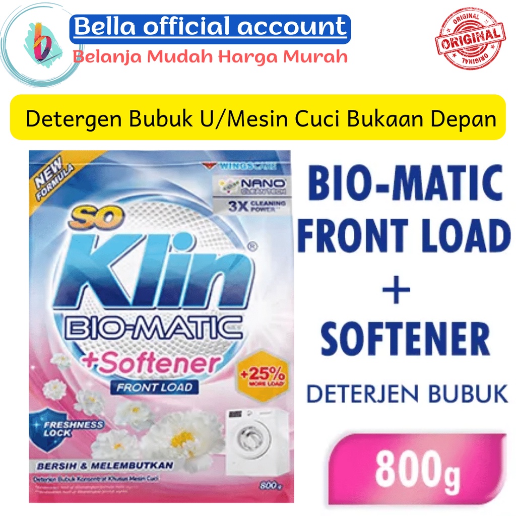 Jual SO KLIN Bio matic Deterjen Bubuk untuk Mesin Cuci Front Load plus ...