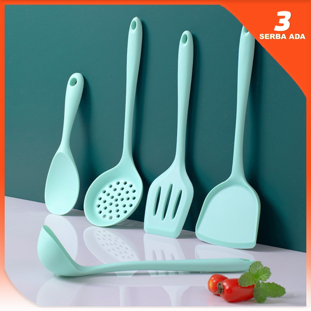 Jual Spatula Set Silikon Tahan Panas Warna Biru / Alat Masak Set Anti ...