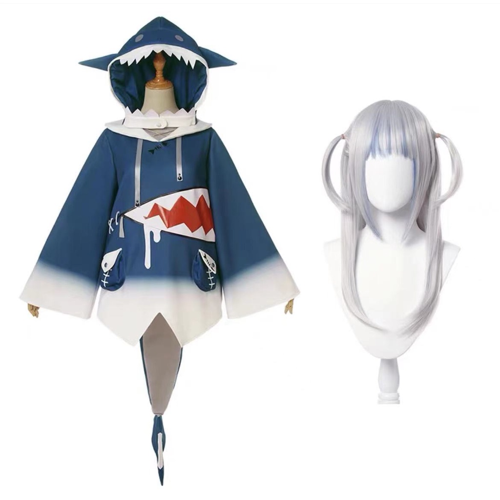 Jual Hololive Gawr Gura Cosplay Costume ENG Shark Costume for Women Halloween Youtuber Cosplay ...