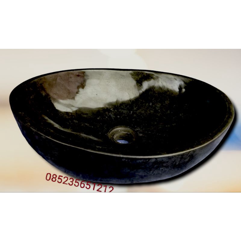 Jual wastafel batu andesit hitam oval 40cm | Shopee Indonesia