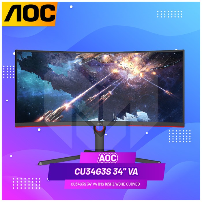 Jual AOC CU34G3S 34" VA 1ms 165Hz WQHD Curved Gaming Monitor | Shopee ...