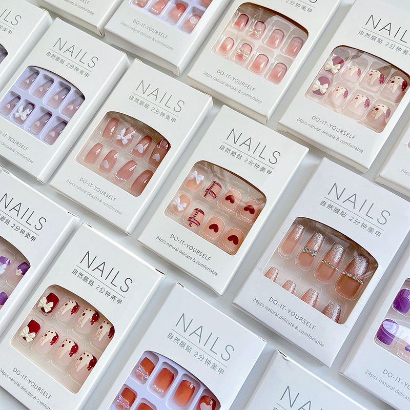 Jual Kuku Palsu 24pcs Dan Lem Fake Nail Art 3D Kuku Paslu Waterproof ...