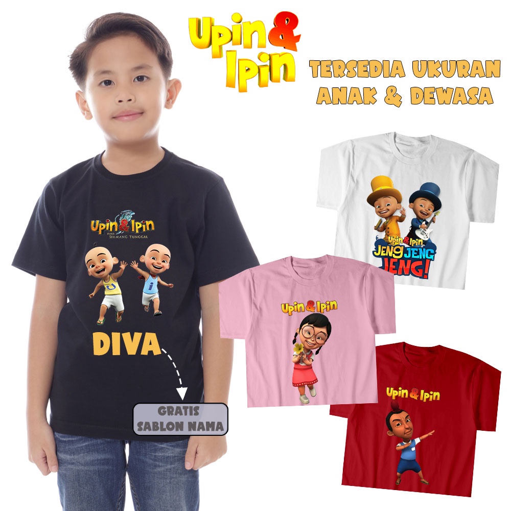 Jual Kaos Upin Ipin Anak dan Dewasa Baju Couple Keluarga Motif Upin ...