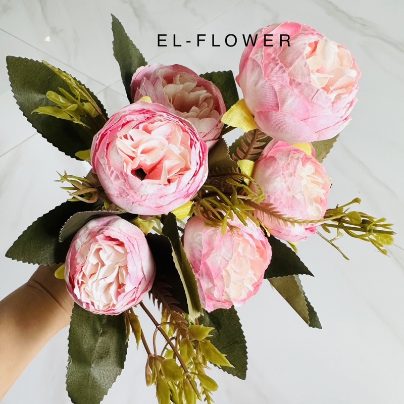 Jual Peony Inggris K6 + aksesoris bunga artificial dekorasi | Shopee ...