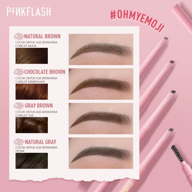 Jual PINKFLASH Waterproof Easy Eyebrow Pencil | Pink Flash Pensil Alis ...