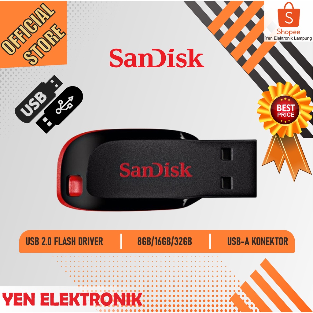 Jual Flashdisk SANDISK Cruzer Blade USB 2.0 Flash Drive | Shopee Indonesia