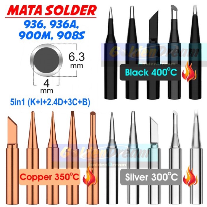 Jual Set 5in1 Mata Solder Station 936 936A 937 900M 908S Ujung Tip Head 5 | Shopee Indonesia