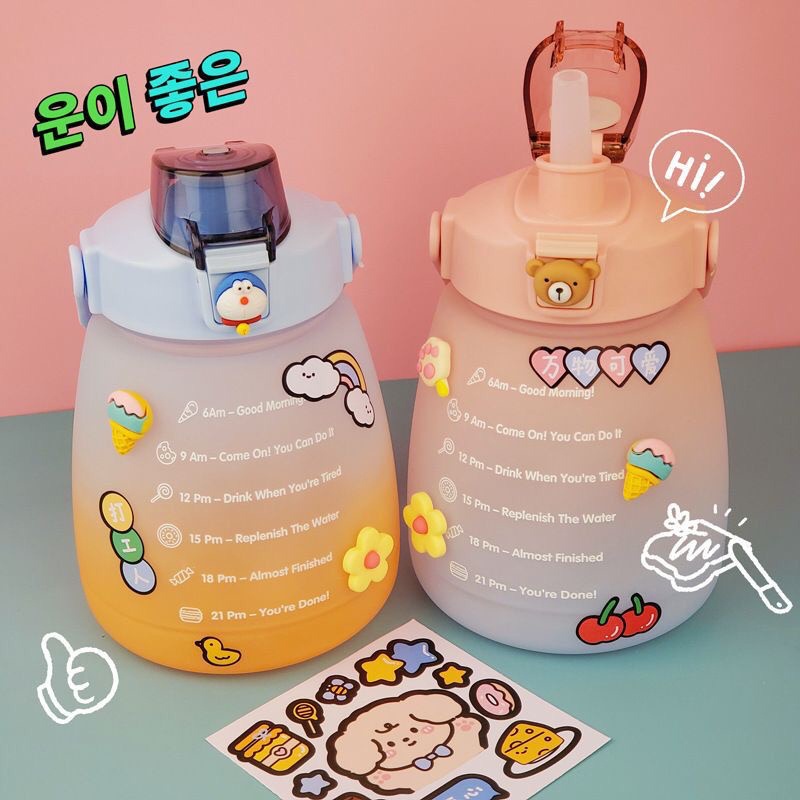 Jual Botol Minum Viral 1.2 Liter Gemoy Murah Gradasi Pastel Motivasi ...