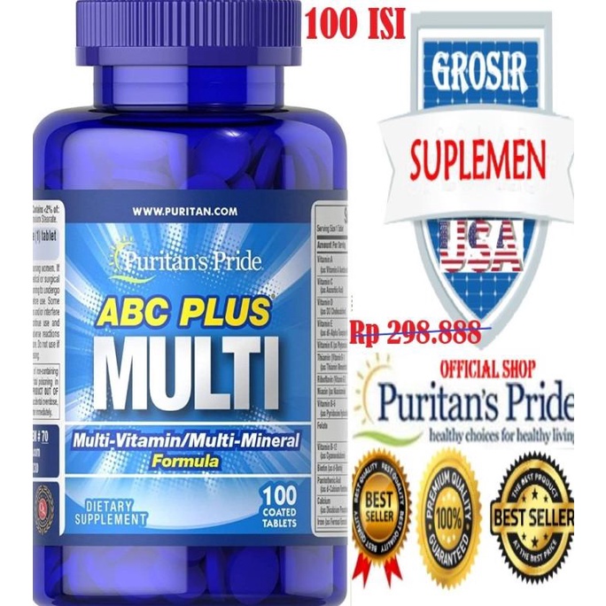 Jual ABC Plus Multivitamin & Multi-Mineral - 100Tab Puritan USA ...