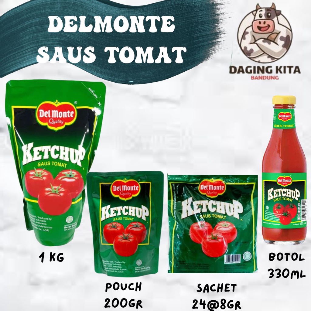 Jual DELMONTE SAUS TOMAT VARIANS (1KG/POUCH 200GR/SACHET 24@8GR/BOTOL ...
