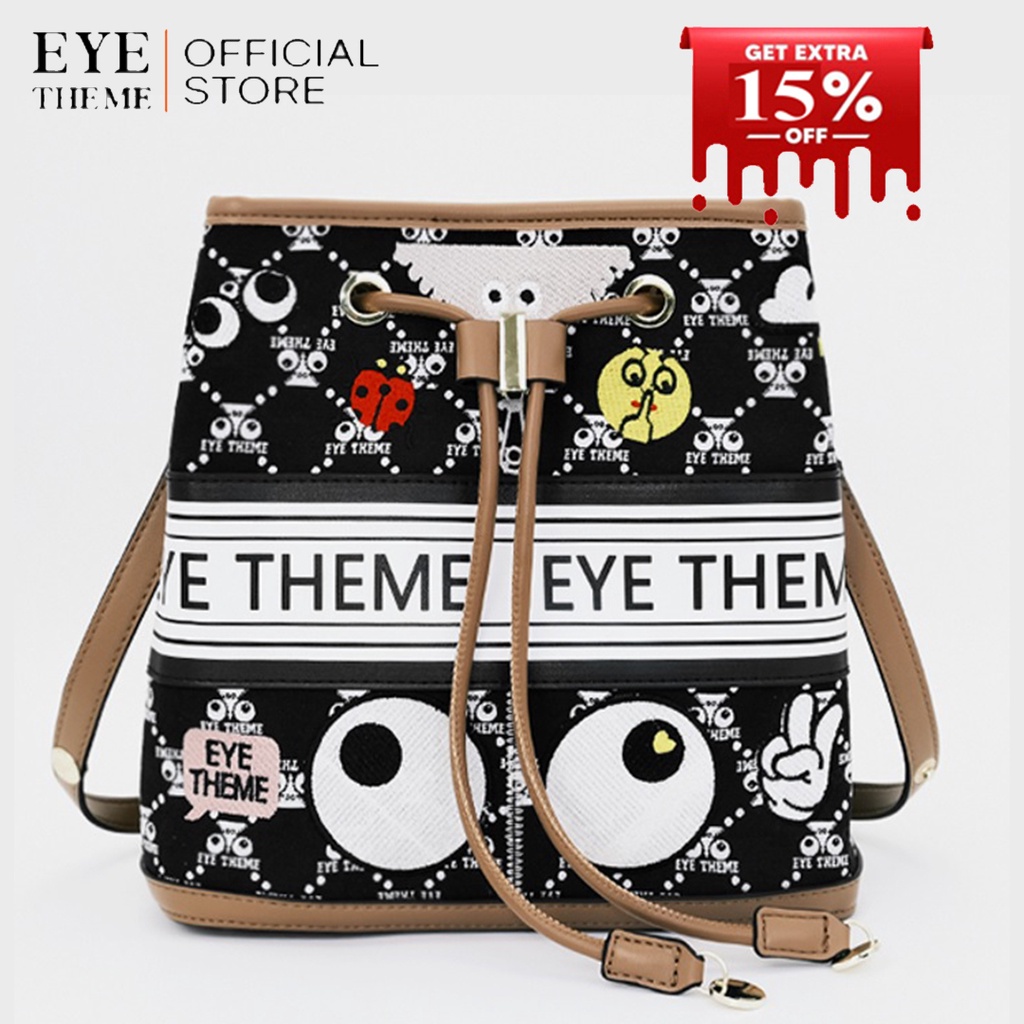 Jual EYE THEME ~ Tas Wanita Reneema Eye Theme Printed Bucket Bag 9454-297Black | Shopee Indonesia