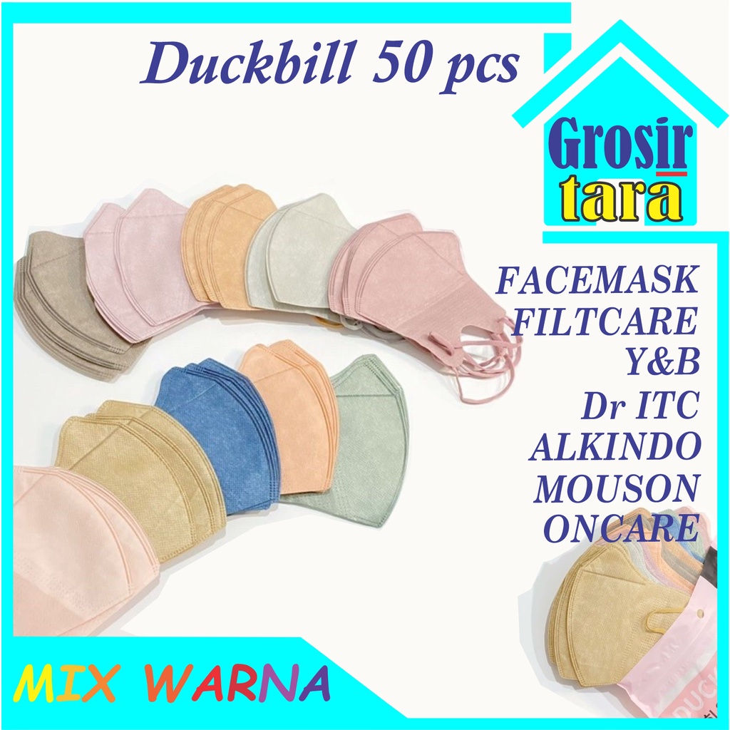 Jual MASKER DUCKBILL Duckbil MIX WARNA YNB Y&B GRADATION GRADASI careion Series isi 50pcs mouson ...
