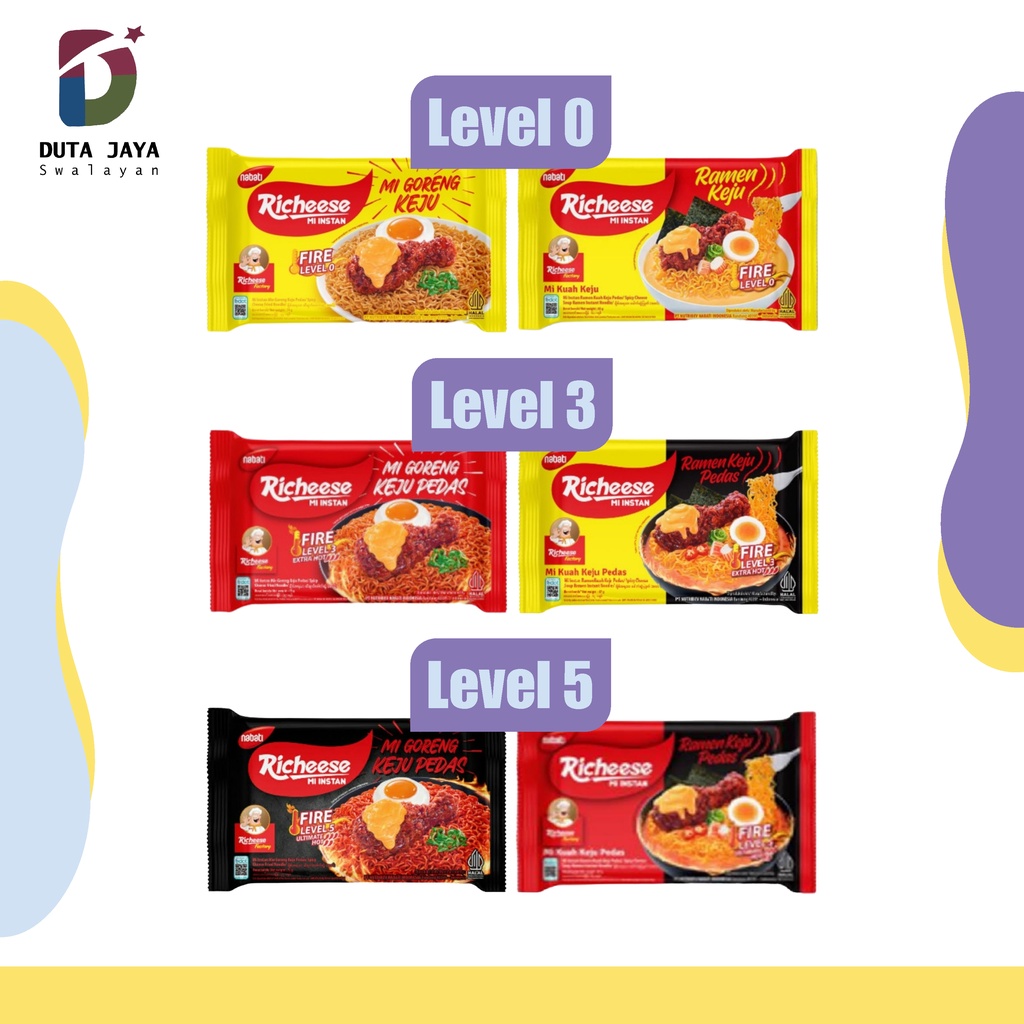 Jual Richeese Nabati Mie Instan Pedas Keju Ramen Goreng Level 0, 3, 5 ...