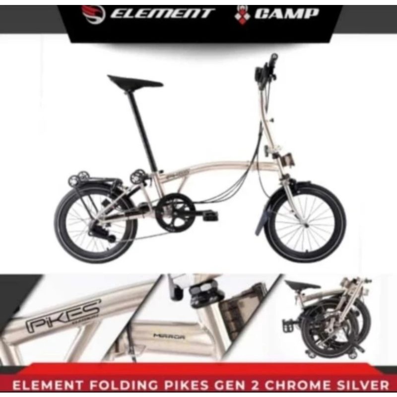Jual Sepeda Lipat ELEMENT PIKES GEN 2 Chrome Silver Folding Bike ...