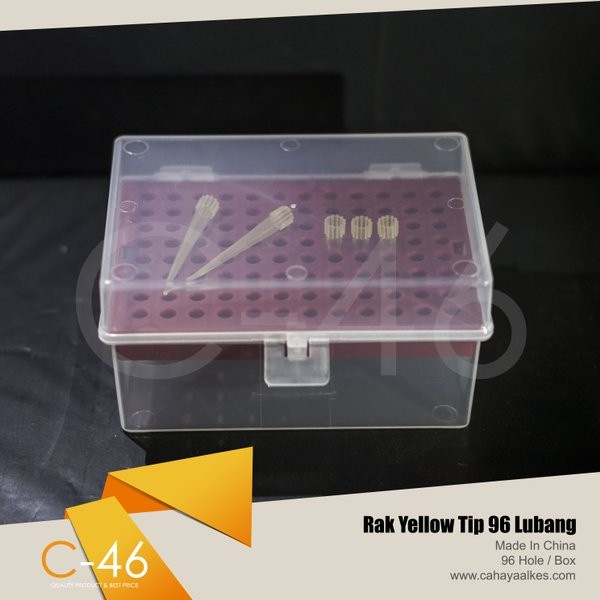 Jual RAK YELLOW TIP PLASTIK 96 LUBANG WADAH BOX RACK MICROPIPETTE TIP ...