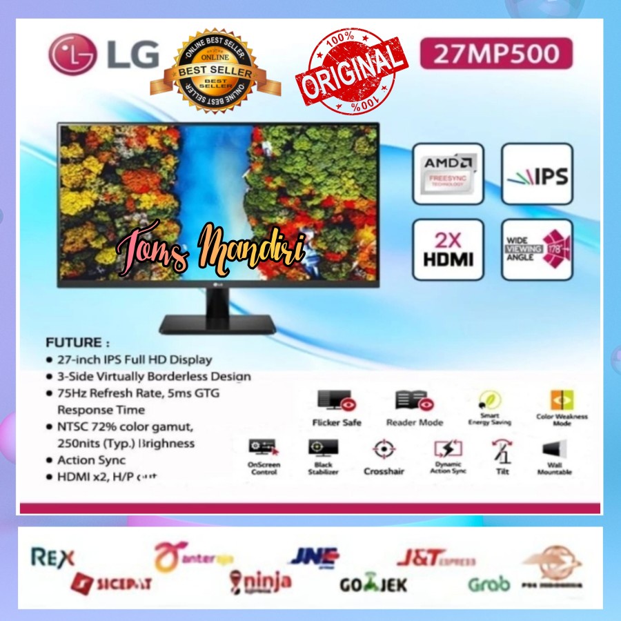 Jual LG 27MP500-B 27" FHD IPS Monitor AMD FreeSync™ 75Hz HDMI | Shopee ...