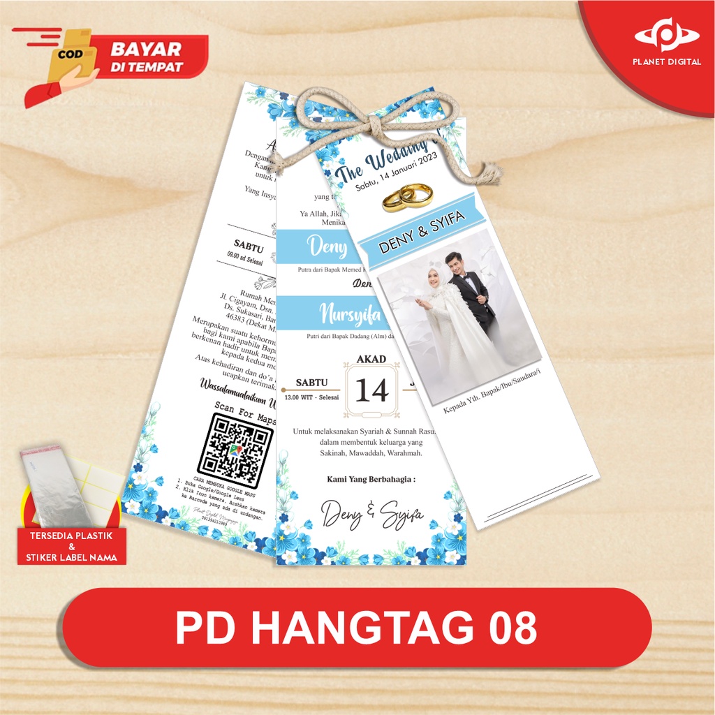 Jual Cetak Kartu Undangan Pernikahan Aesthetic Unik Elegan Pita Gantung ...