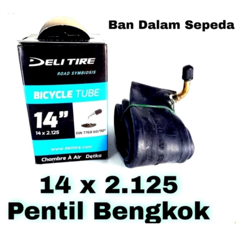 Jual ( TUBE 14x2.125 ) Ban Dalam Sepeda Listrik Pentil Bengkok Deli Tire Ukuran 14 x 2.125 Selis ...