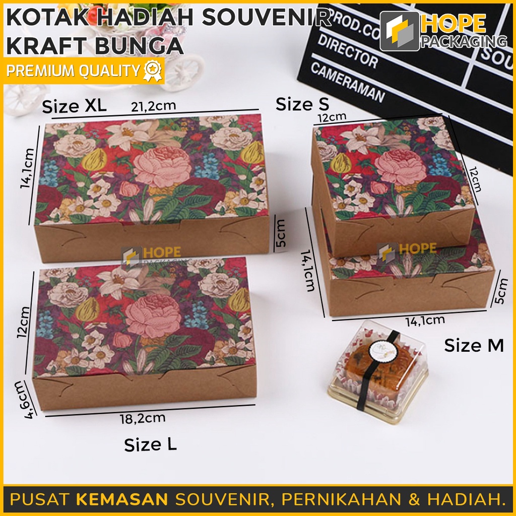 Jual Kotak Hadiah Souvenir Kraft Bunga / Box Bingkisan Hadiah Motif ...
