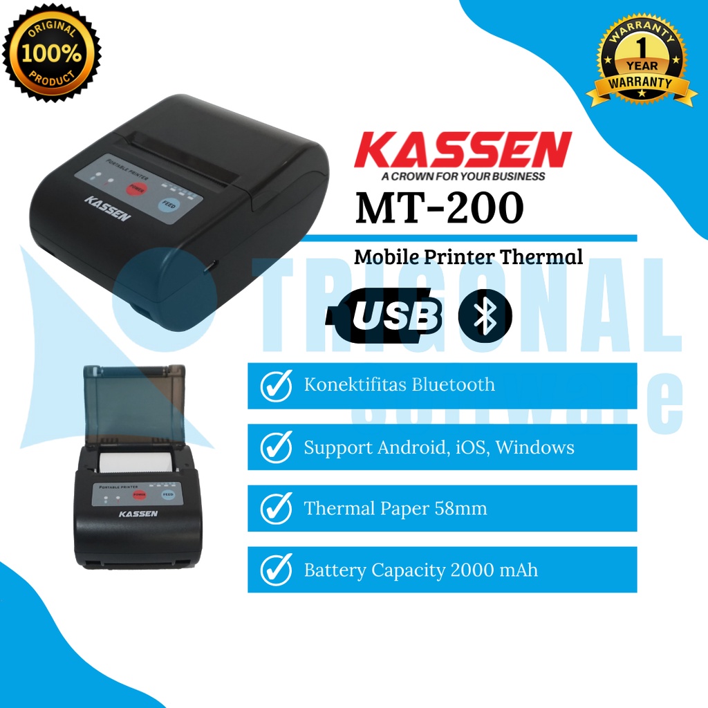 Jual PRINTER KASIR MOBILE KASSEN MT 200 BLUETOOTH MOBILE MT200 PRINTER KASIR | Shopee Indonesia