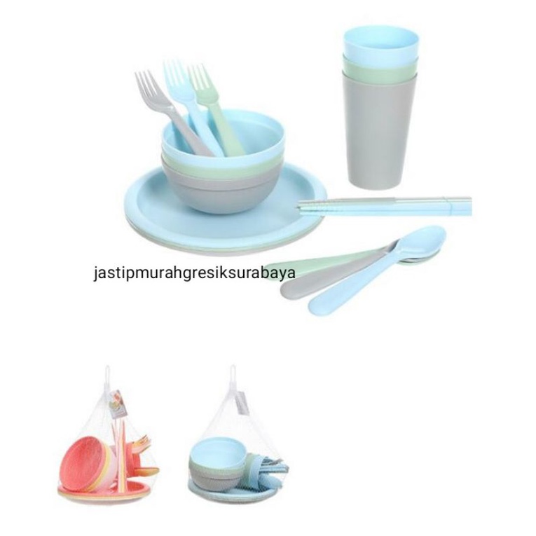 Jual CUTLERY KIT MINISO SET ALAT MAKAN MINISO PIRING MANGKOK GELAS ...