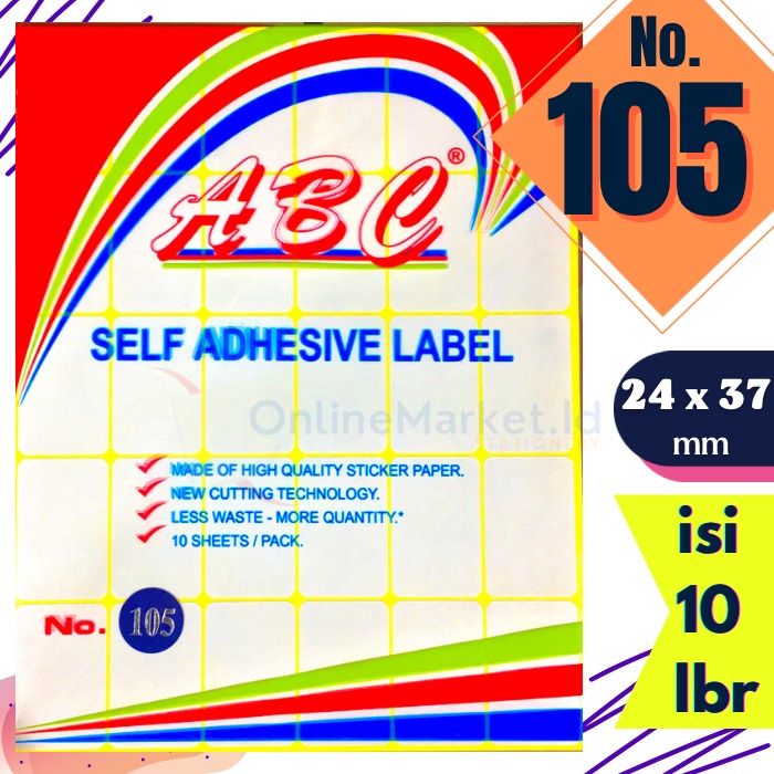 Jual Sticker Label ABC no 105/ Self Adhesive Label 105 | Shopee Indonesia