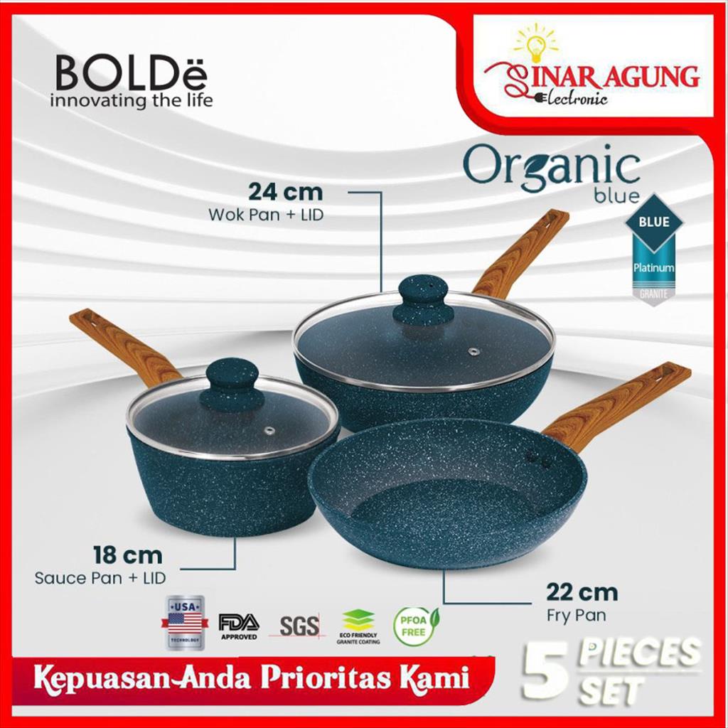 Jual BOLDE ORGANIC BLUE COOKWARE 5 PCS SET - 100% ORI | Shopee Indonesia