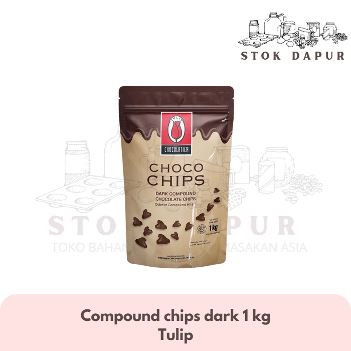 Jual Tulip Choco Chips / Dark Compound Chocolate Chips 1kg | Shopee ...