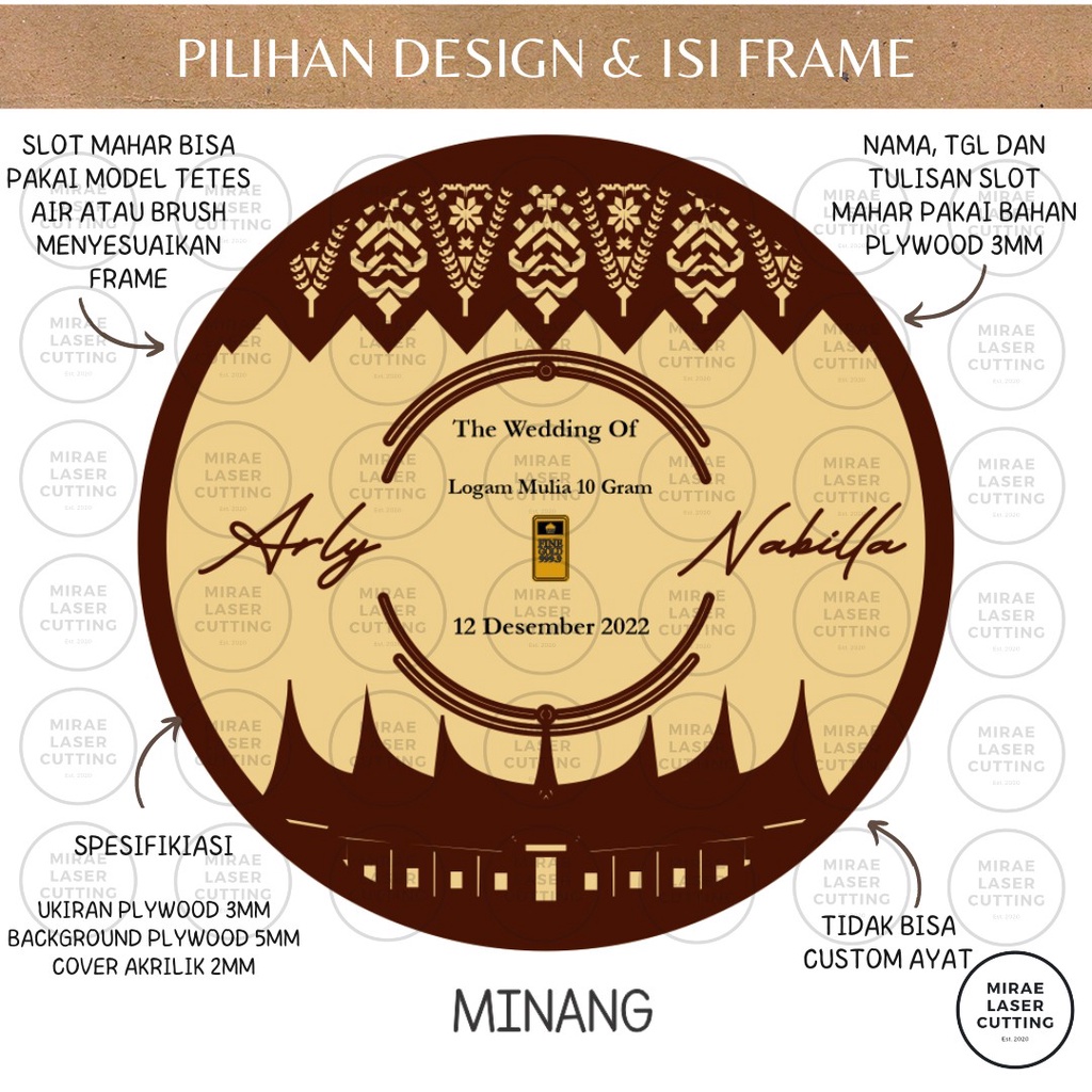 Jual Frame Mahar Round Endless Romance / Mahar Laser Cutting / Mahar ...