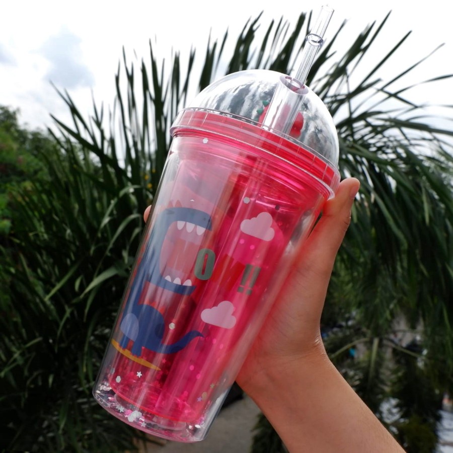 Jual Botol Tumbler Ice Cup Dinosaurus Botol Air Double Wall Plastik ...