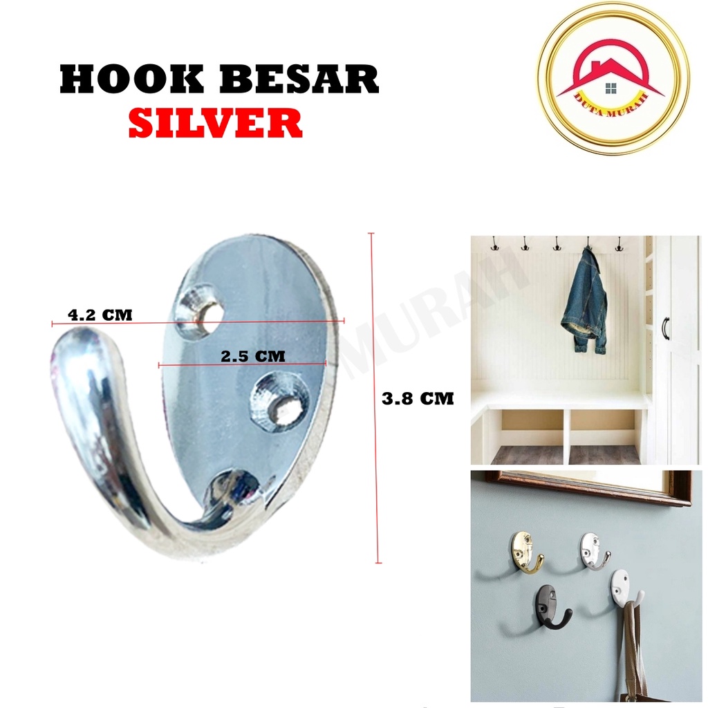 Jual Gantungan Tempel Hook Double Besi Hook Besar Hook Mini Chrome ...