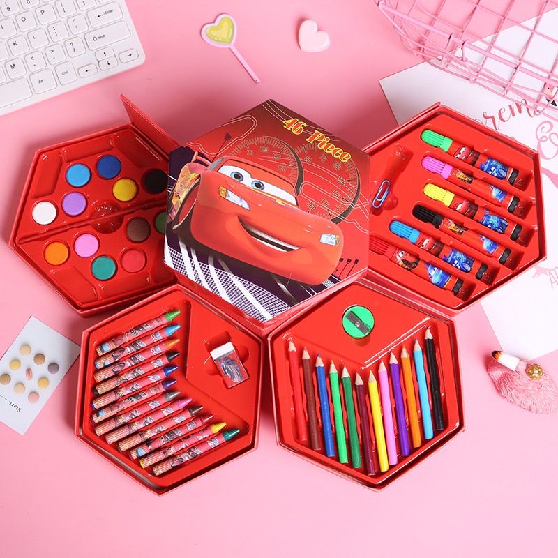 Jual Alat mewarnai set hexagon 46 pcs pensil warna set, Colouring set ...