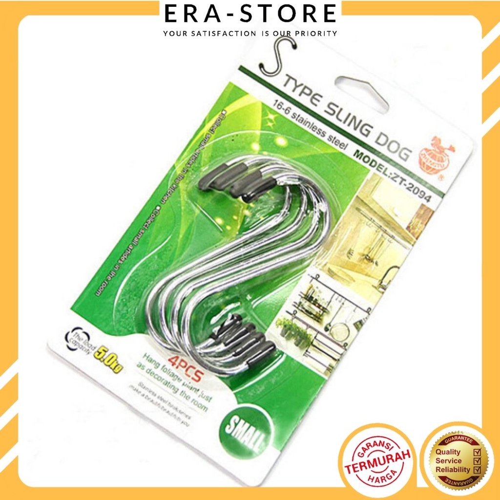 Jual Hook Gantungan MODEL S Kait Barang Besi Stainless isi 4 Pcs | Era ...