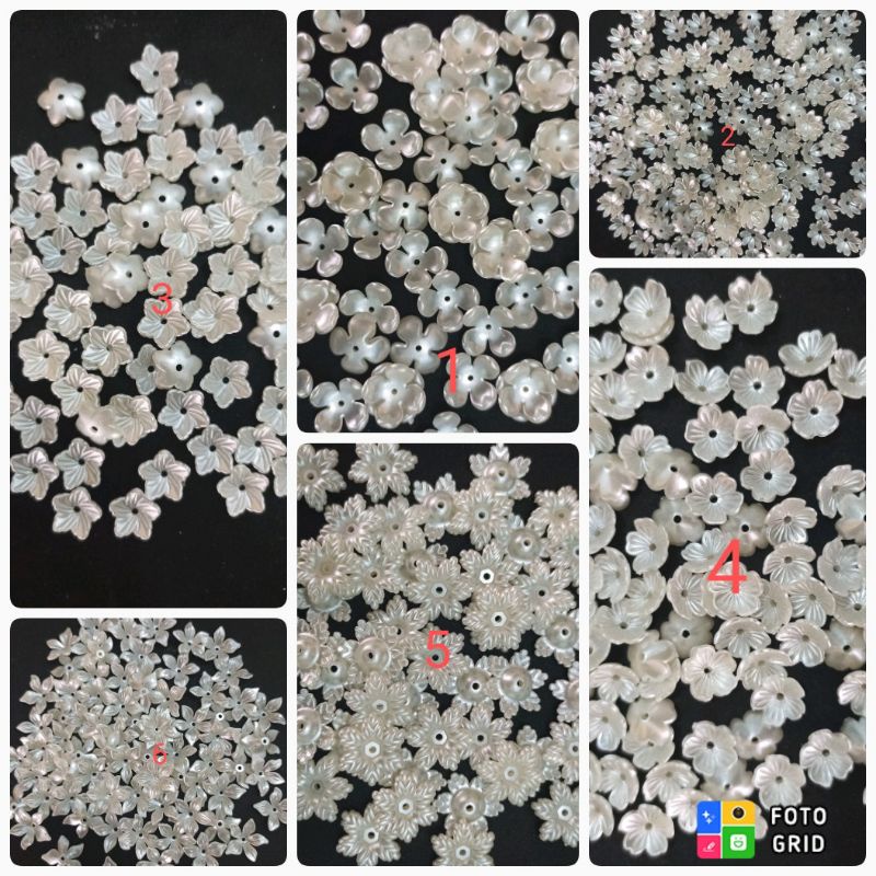 Jual @100-50pcs manik mote cangkang bunga bintang kelopak lima/empat ...