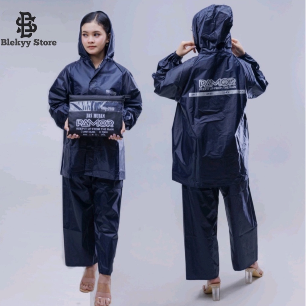 Jual Jas Hujan RAINCOAT, Pria Wanita Dewasa BY PAMOR Setelan Baju dan Celana Bahan Lentur Anti ...
