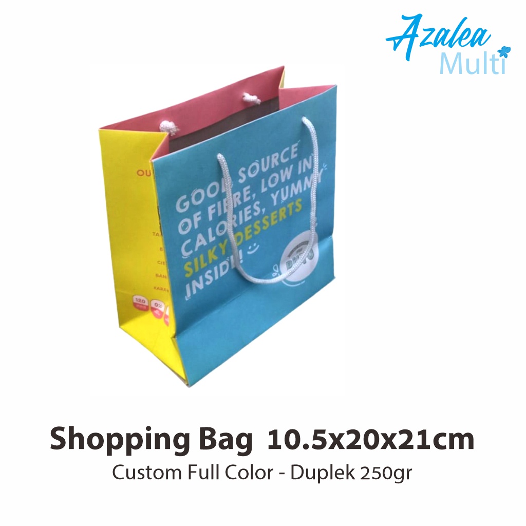 Jual Shopping Bag 10.5x20x21cm Custom Full Color / Paper bag Custom ...