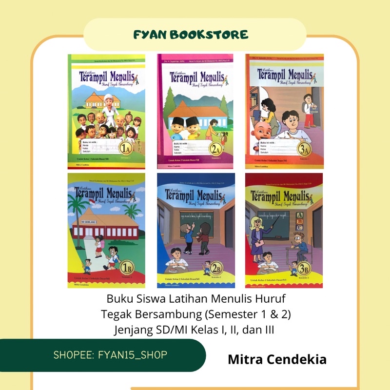 Jual Fyan Book Store: Latihan Menulis Huruf Tegak Bersambung untuk Siswa Kelas 1 SD/MI, Kelas 2 ...