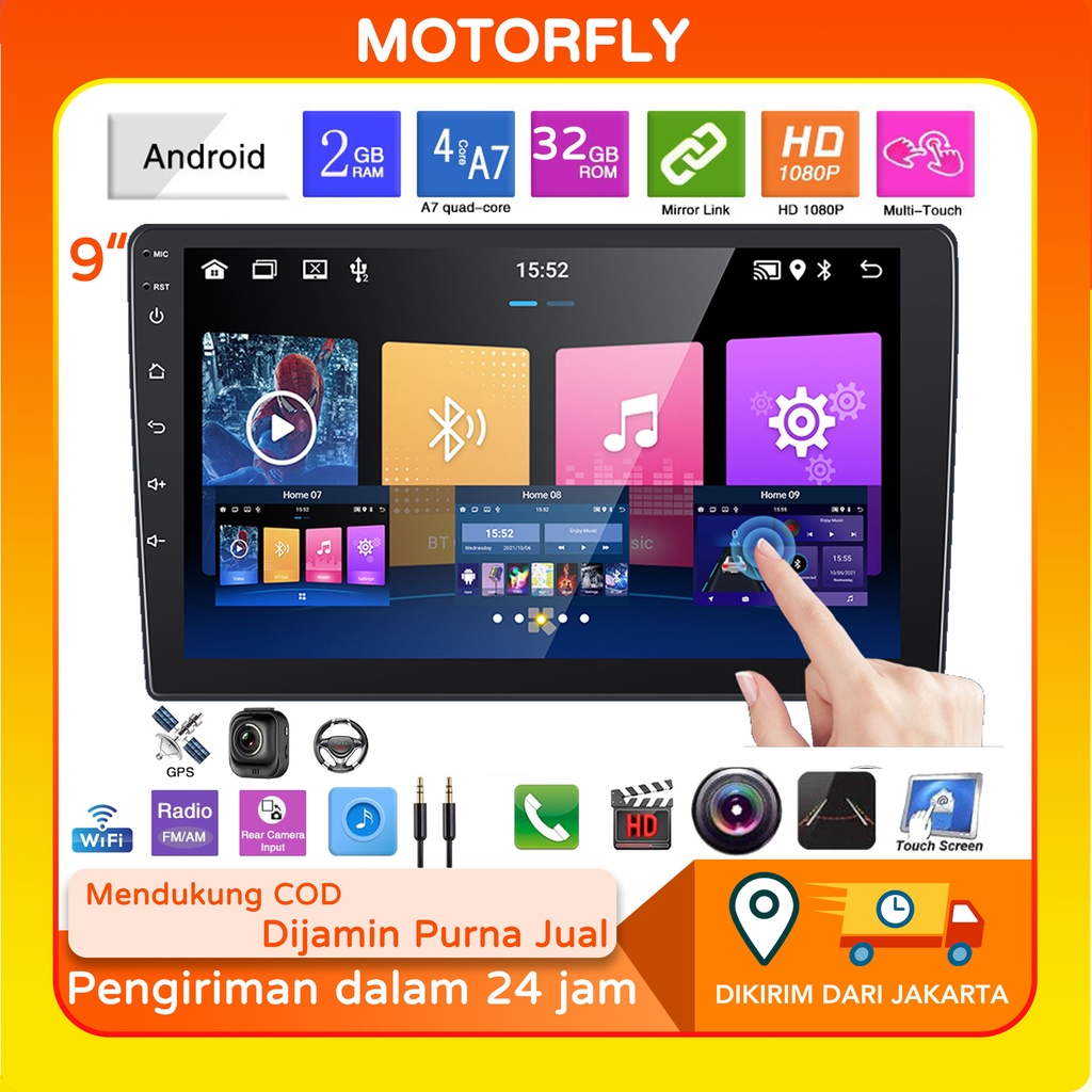 Jual 9 inch Car Navigasi 2GB RAM 32GB ROM Android 12 Head Unit 2.5D IPS Screen Car Stereo GPS ...