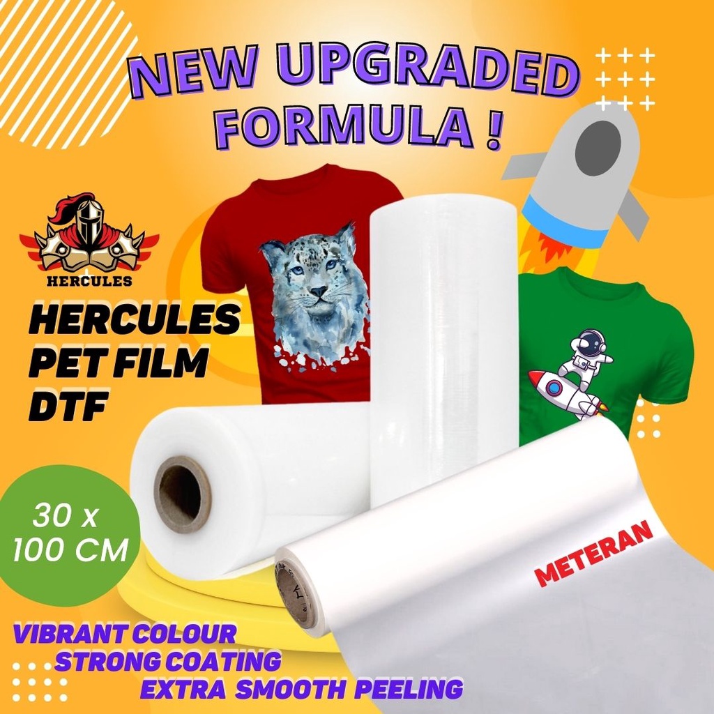 Jual PET FILM DTF 30 CM x 100 CM DOUBLE MATTE DOFF SABLON POWDER DTF | Shopee Indonesia