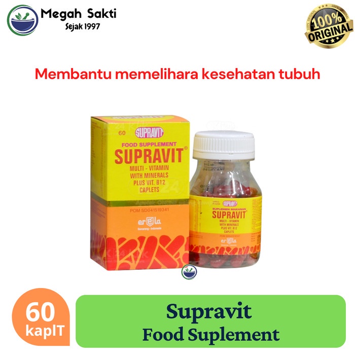 Jual MGS - Supravit Multivitamin plus Mineral botol isi 60's - Food Suplement | Shopee Indonesia