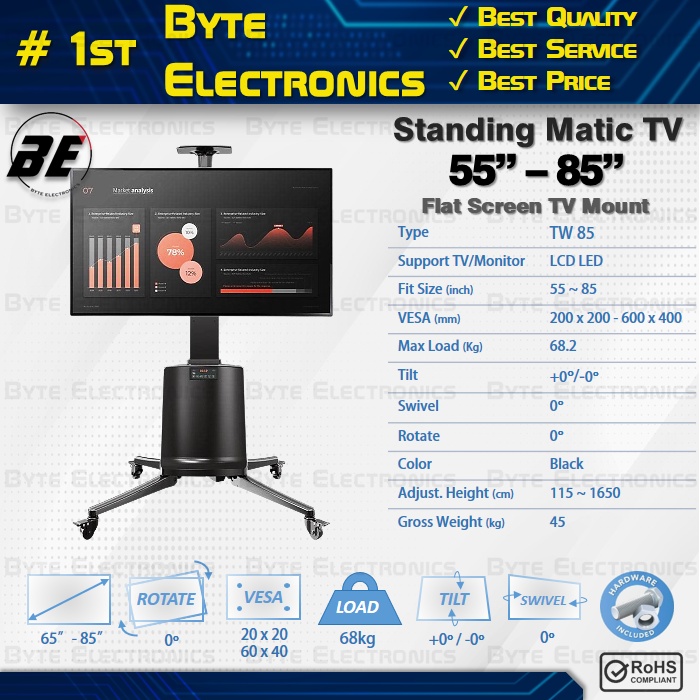 Jual Standing Bracket TV 55 60 65 70 75 80 85 inch, Remote Lifting ...