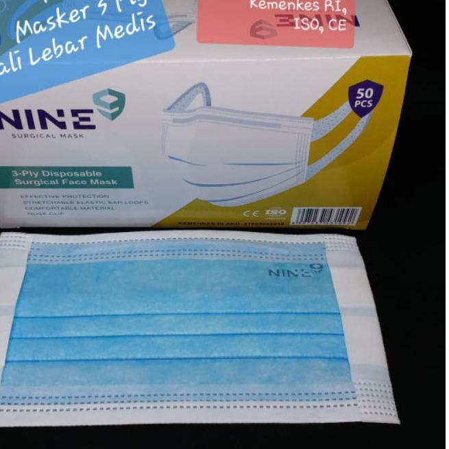Jual SALE!!MASKER MEDIS MERK NINE 3PLY IZIN KEMENKES|SQ2 | Shopee Indonesia