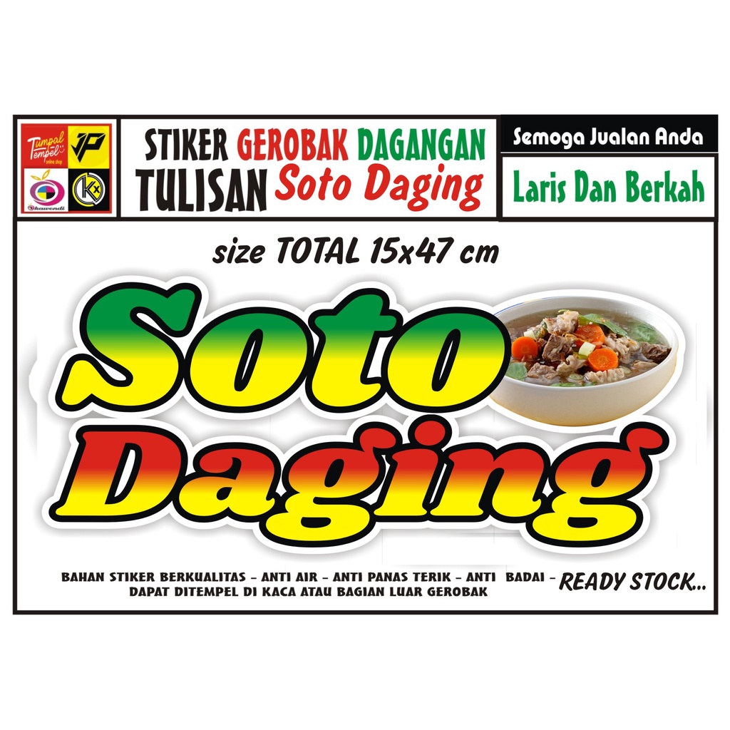 Jual STIKER KACA GEROBAK TULISAN SOTO DAGING | Shopee Indonesia