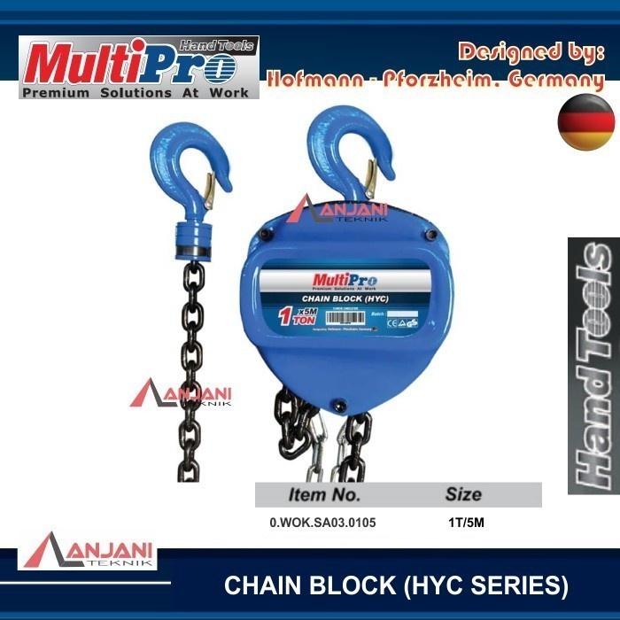 Jual MULTIPRO CHAIN BLOCK HOIST 3 TON x 5 METER KATROL RANTAI TAKEL 3T ...
