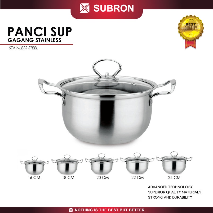 Jual Panci Sup Soup Pot 22cm 24cm Stainless Steel Tutup Kaca Gagang ...