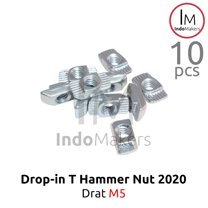 Jual T Hammer Nut M5 Drop-In Aluminium Profile 2020 Isi 10pcs | Shopee ...