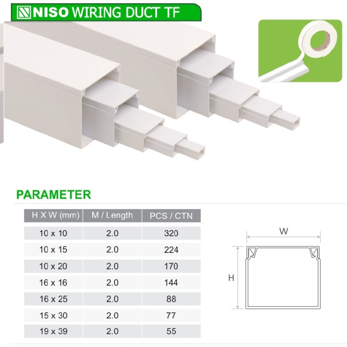 Jual KABEL DUCT 10X10x1 M NISO TRAY PEREKAT LEM PELINDUNG+DOUBLE TAPE ...
